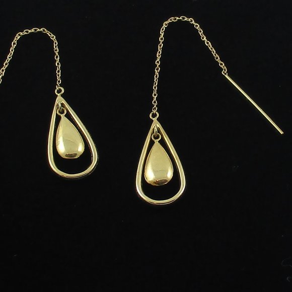 QVC | Jewelry | 4k Teardrop Dangle Threader Earrings | Poshmark